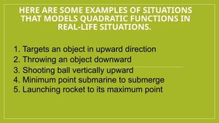 MODELLING REPRESENTING Quadratic function | PPTX
