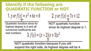 MODELLING REPRESENTING Quadratic function | PPTX