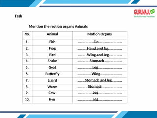 Animal Motion OrgansAnimal Motion Organs.ppt