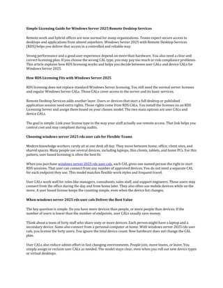 Simple Licensing Guide for Windows Server 2025 Remote Desktop Services ...