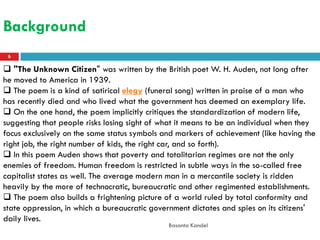 5. The Unknown Citizen, a poem with good message and moral. | PDF