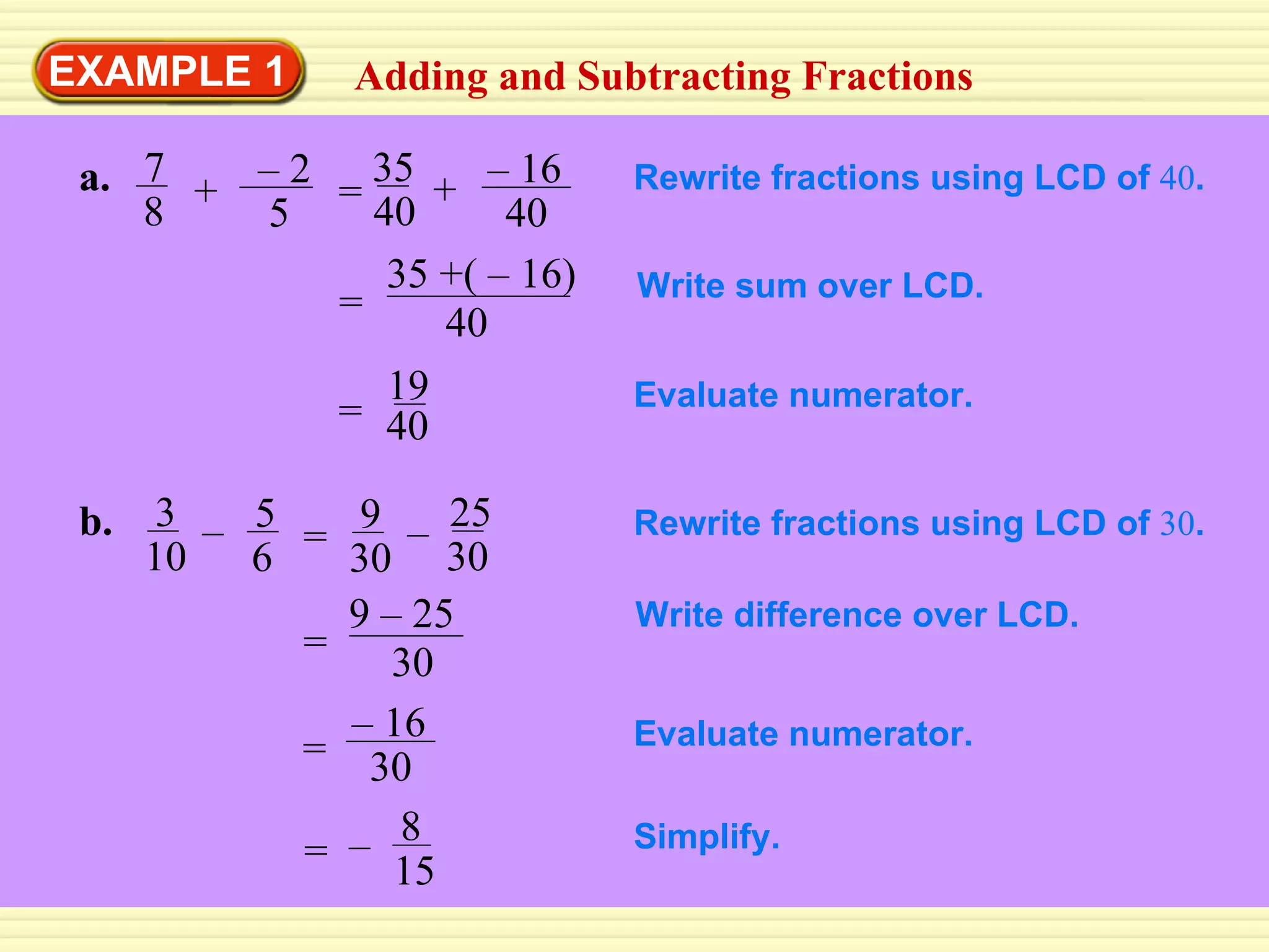 5.2 adding and subtracting fractions updated | PPT