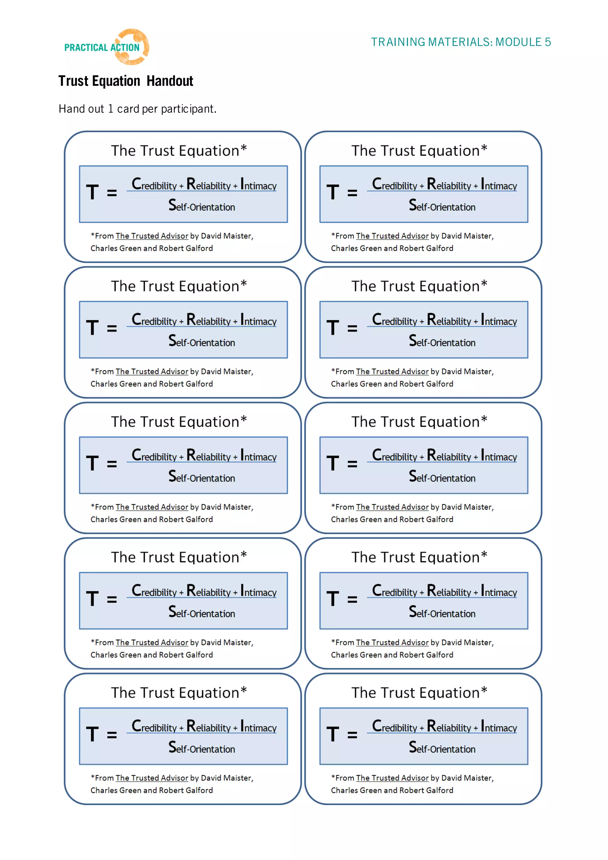 Step 5 Training Materials - Trust Equation Handout | PDF