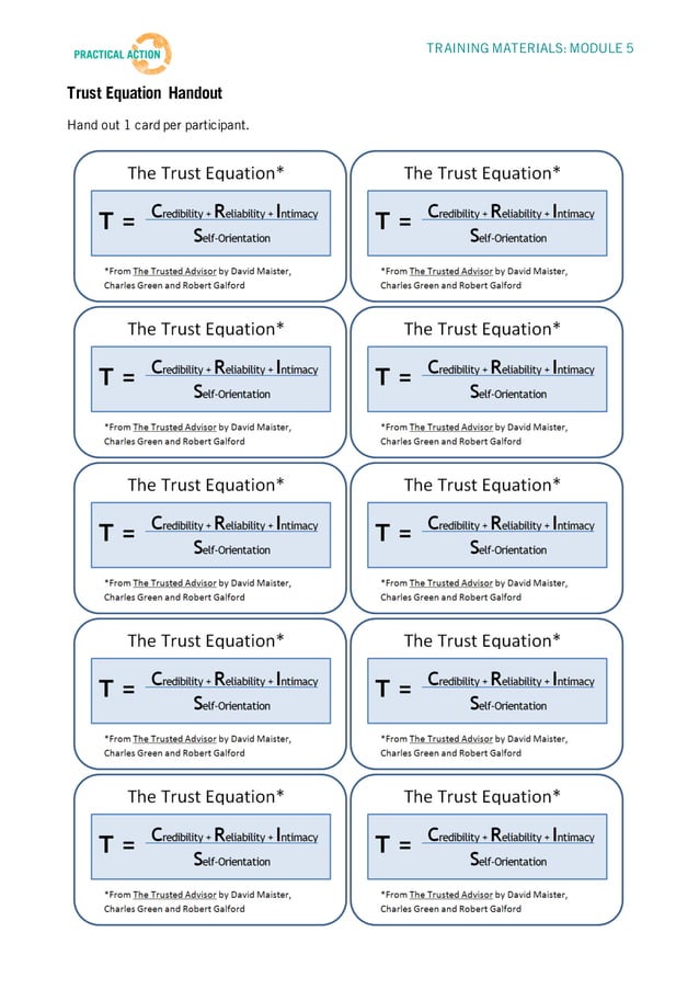 Step 5 Training Materials - Trust Equation Handout | PDF