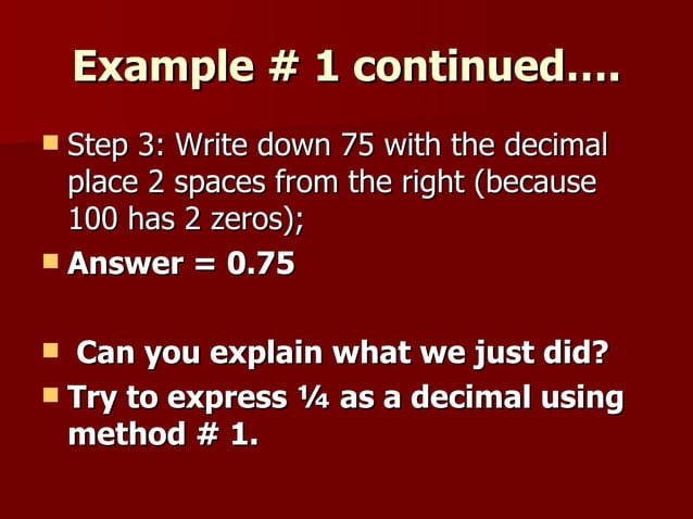CoNverTinG FraCtioNs tO DeCiMaLs | PPT