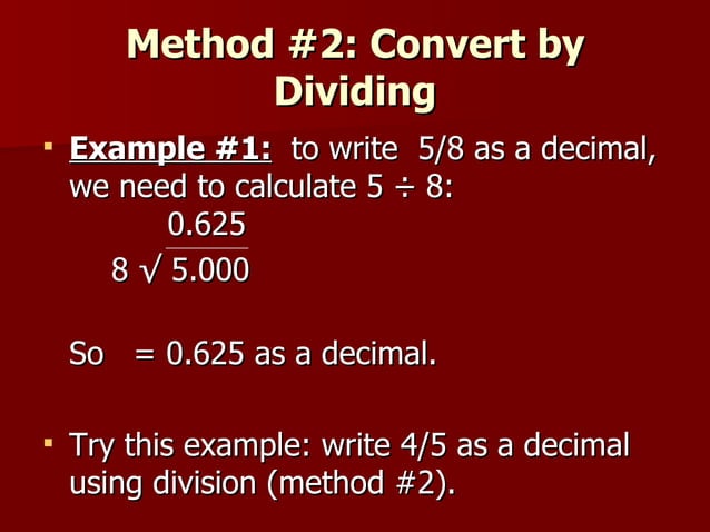 CoNverTinG FraCtioNs tO DeCiMaLs | PPT