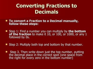 CoNverTinG FraCtioNs tO DeCiMaLs | PPT