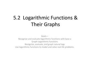 5-2 Logarithmic Functions and their graphs.ppt
