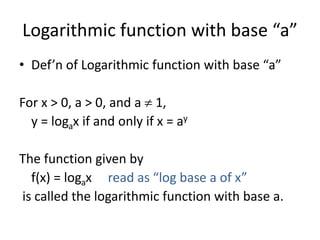 5-2 Logarithmic Functions and their graphs.ppt