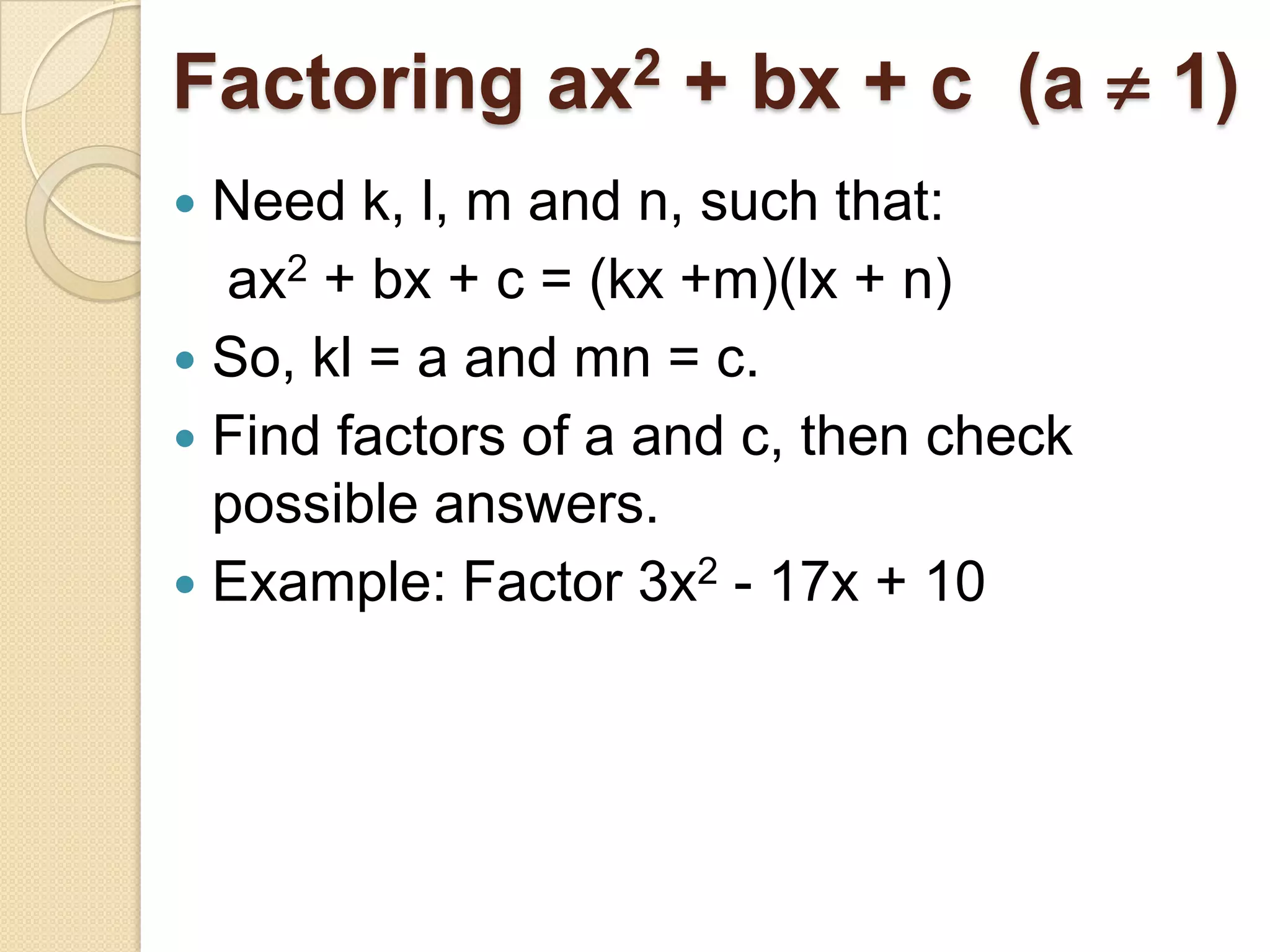 5.2 Solving Quadratic Equations by Factoring | PPTX