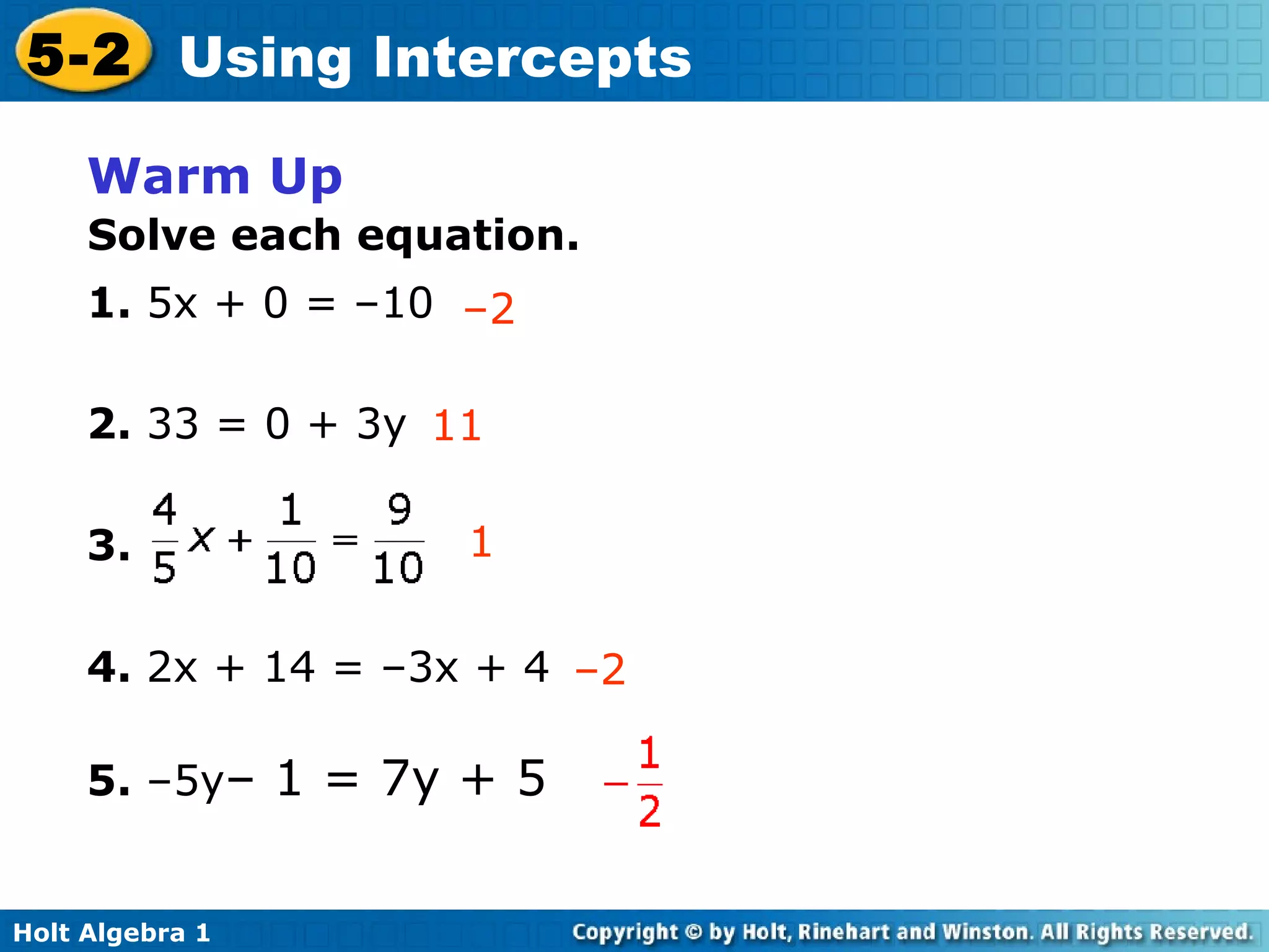 5.2 using intercepts | PPT