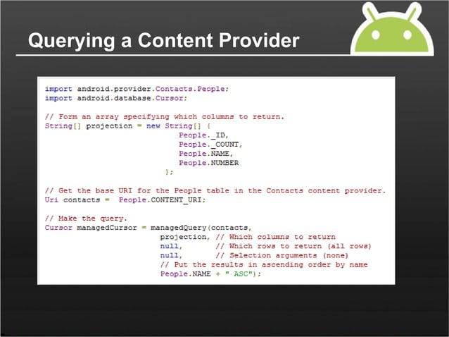 android content providers | PPT | Databases | Computer Software and Applications