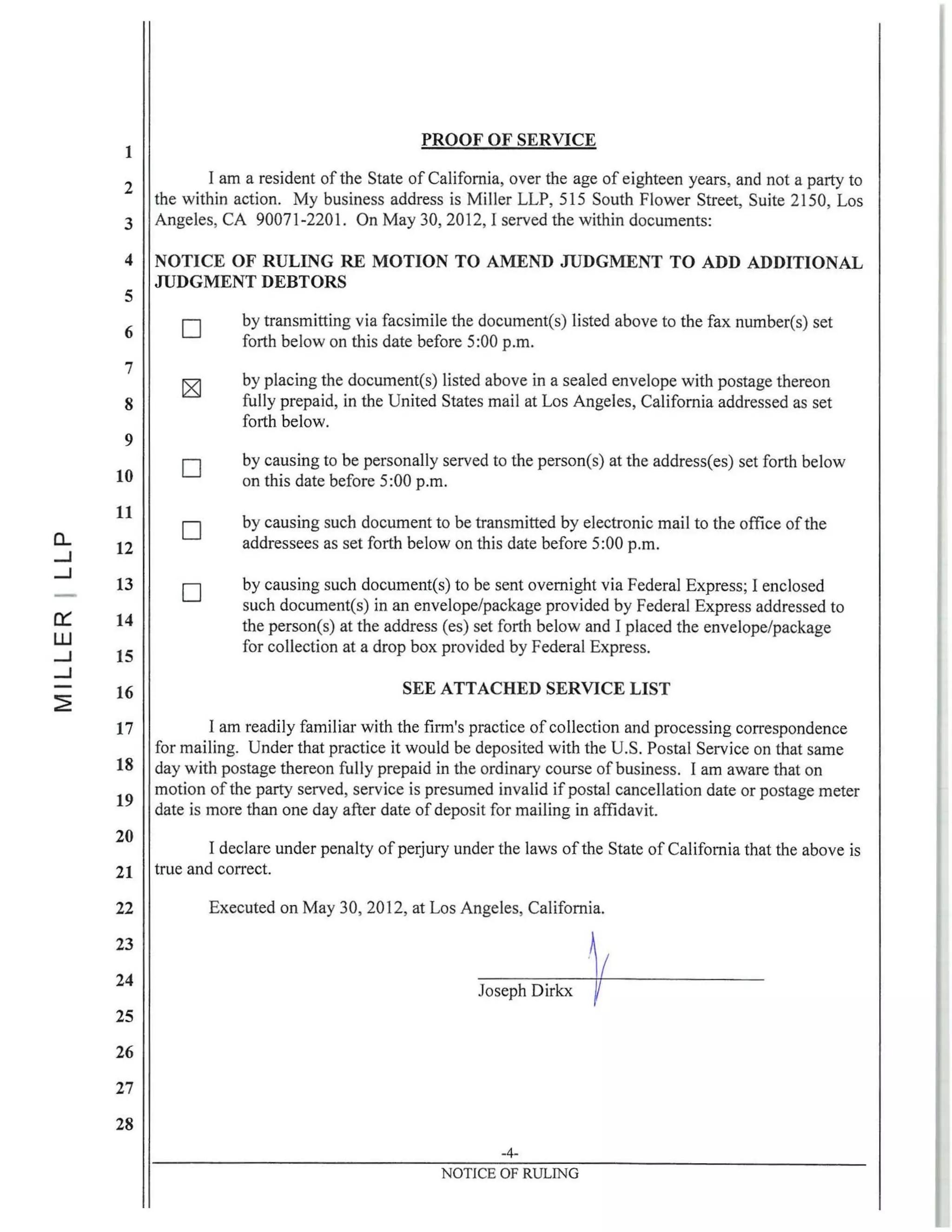 5 30-12 notice of ruling re motion to amend judgment to add judgment ...
