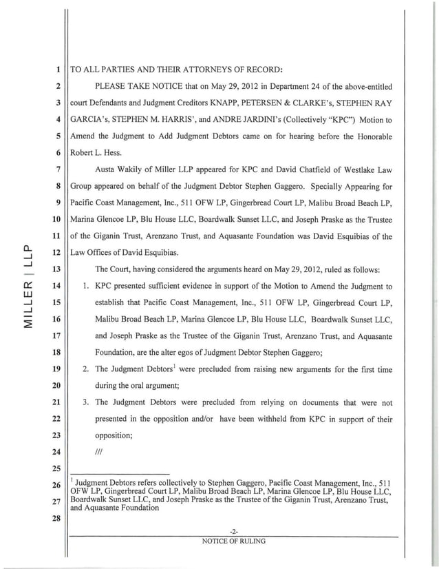 5 30-12 notice of ruling re motion to amend judgment to add judgment ...