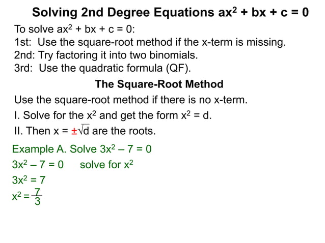 5 2 solving 2nd degree equations