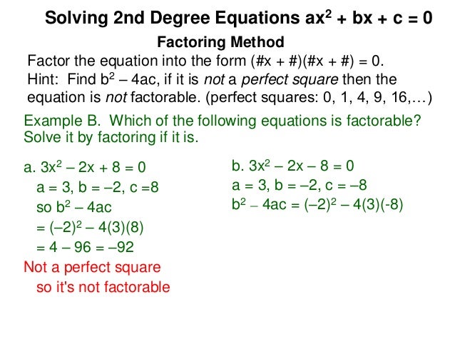 5 2 solving 2nd degree equations