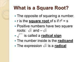 5.3 Solving Quadratics by Finding Square Roots | PPTX