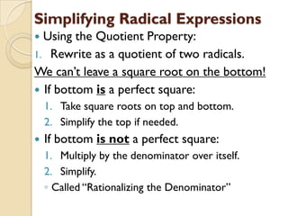 5.3 solving quadratics by finding square roots | PPT
