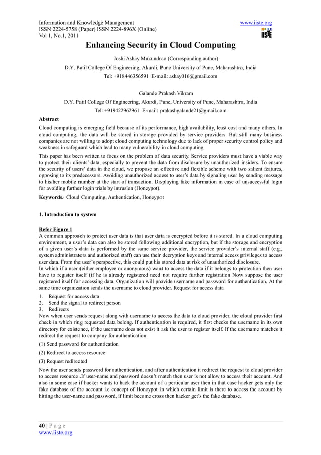 5.[40 44]enhancing security in cloud computing | PDF