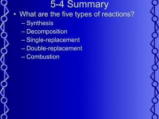 5-4 Classifying Reactions | PPT