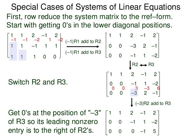 6.2 special cases system of linear equations