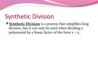 5.4 synthetic division | PPT