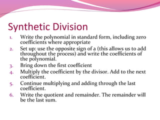 5.4 synthetic division | PPT