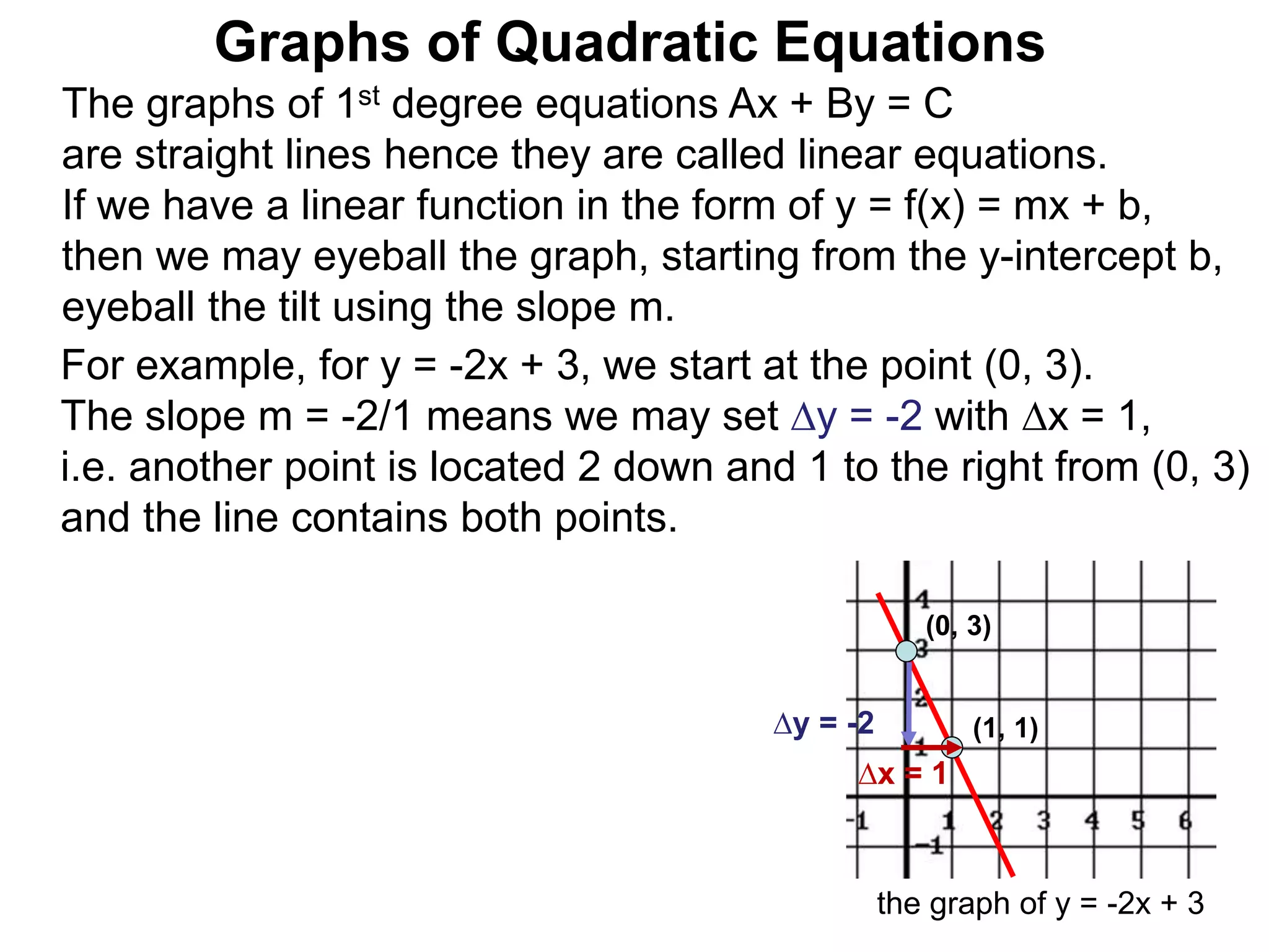 5 3 the graphs of quadratic equations | PPTX