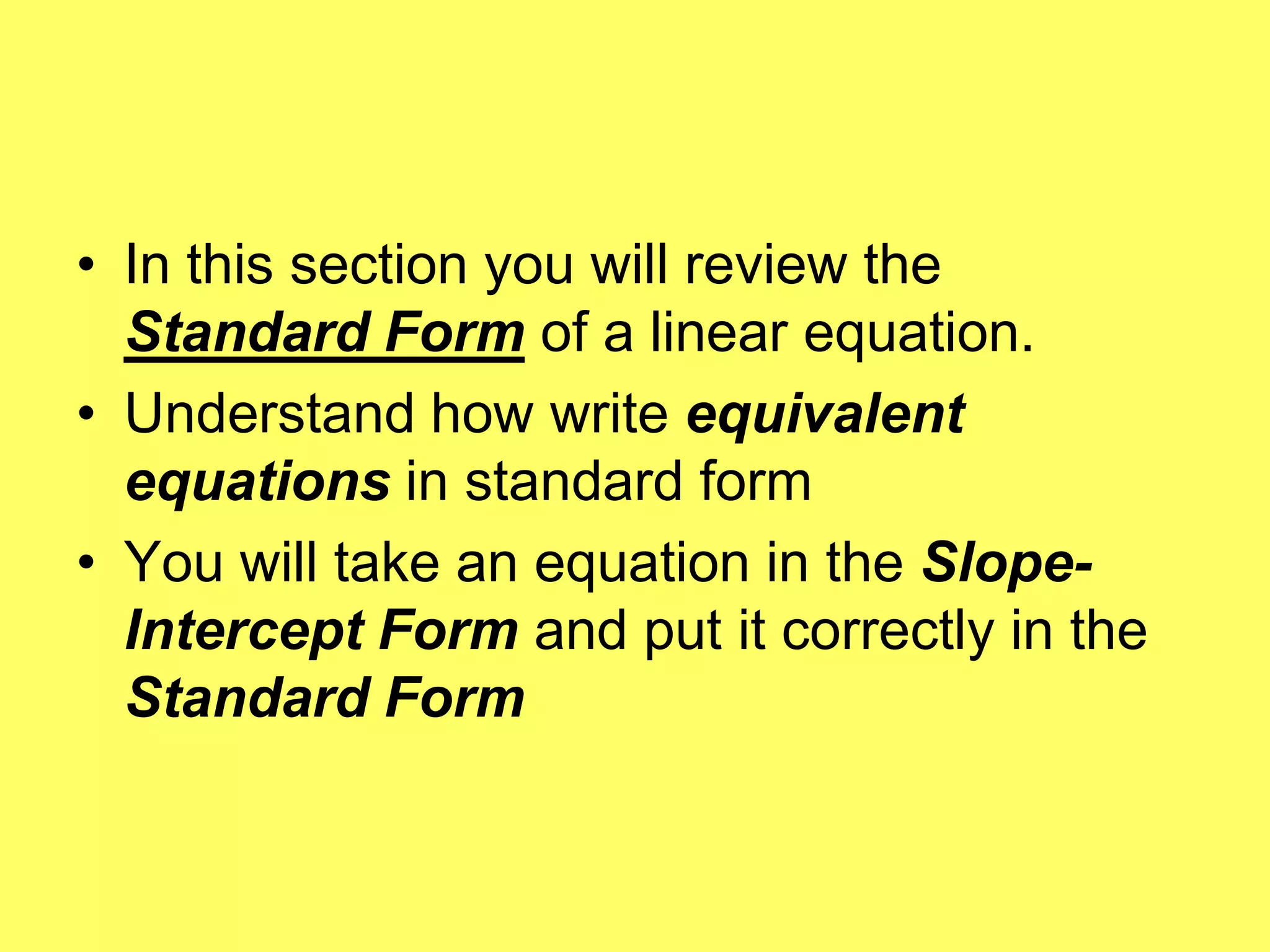 5.4 write linear equations in standard form day 1 | PPTX