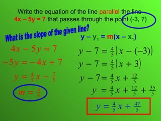 5.5 Linear Equations Point Slope Form | PPT