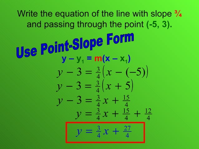 5.5 Linear Equations Point Slope Form | PPT
