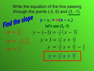 5.5 Linear Equations Point Slope Form | PPT