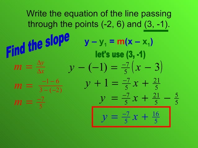 5.5 Linear Equations Point Slope Form | PPT