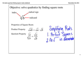 5.6 solving quadratics by square roots | PPT