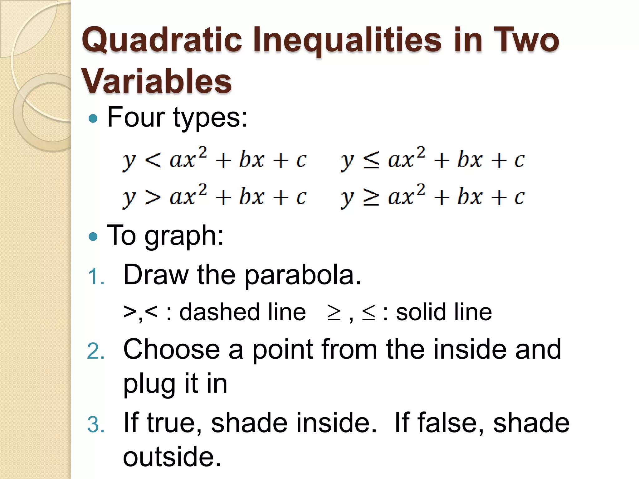 5.7 Quadratic Inequalities | PPTX