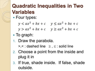 5.7 Quadratic Inequalities | PPTX
