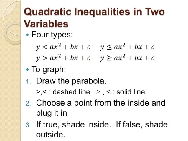 5.7 Quadratic Inequalities | PPTX