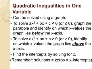 5.7 Quadratic Inequalities | PPTX