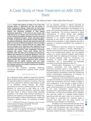 A Case Study of Heat Treatment on AISI 1020 Steel | PDF