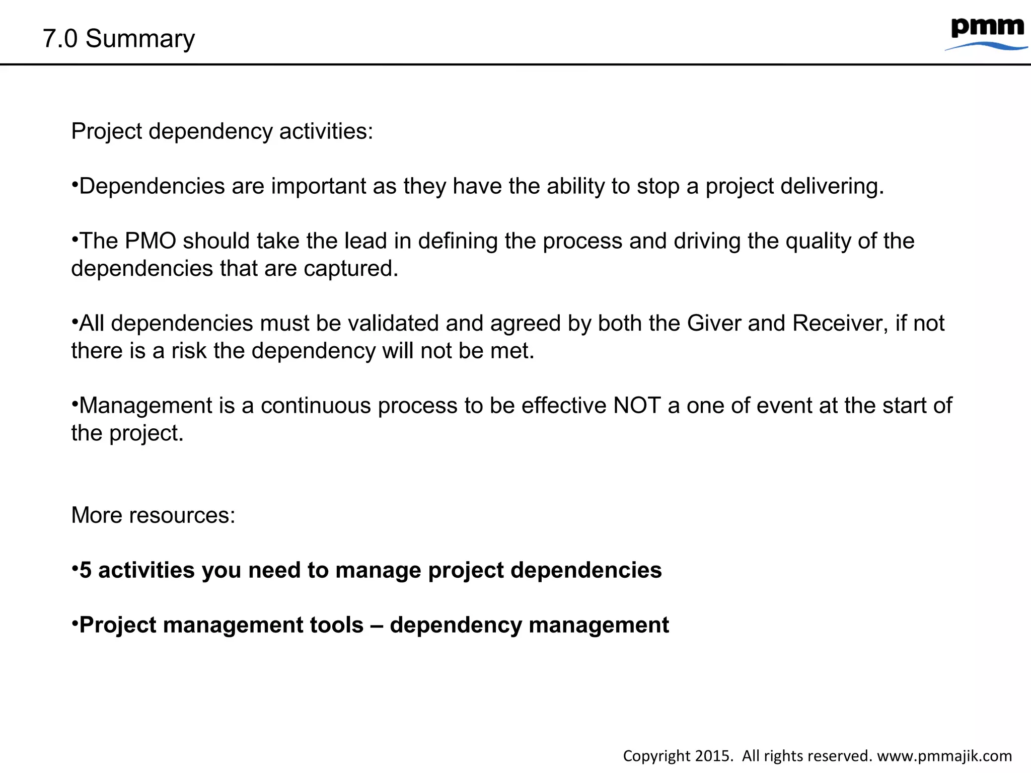 5 activities to manage project dependencies | PPT