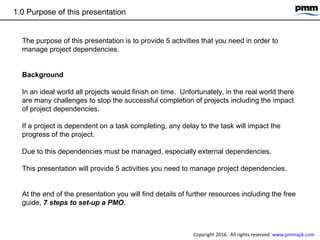5 activities to manage project dependencies | PPT