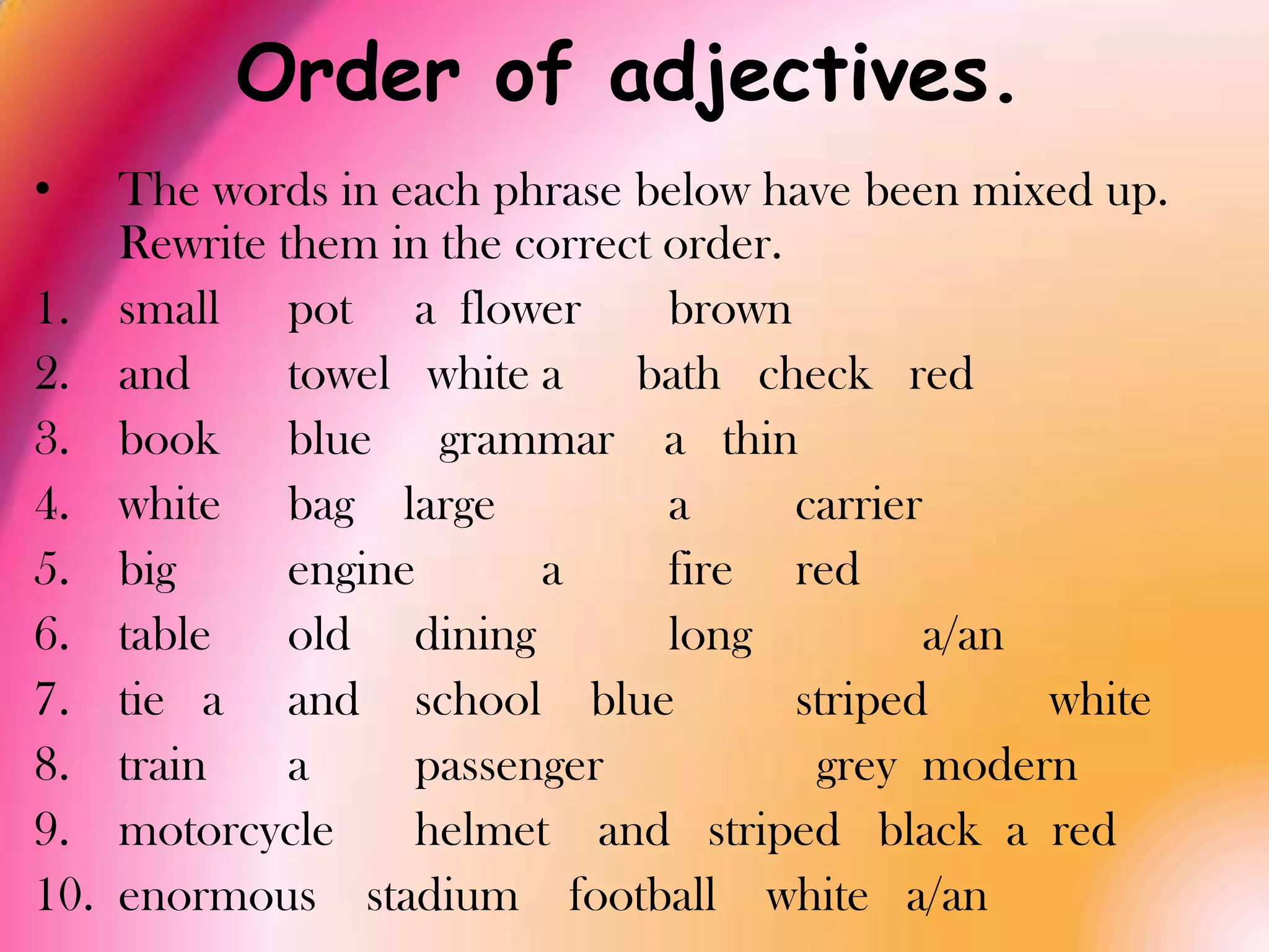 Adjective Order | PPT