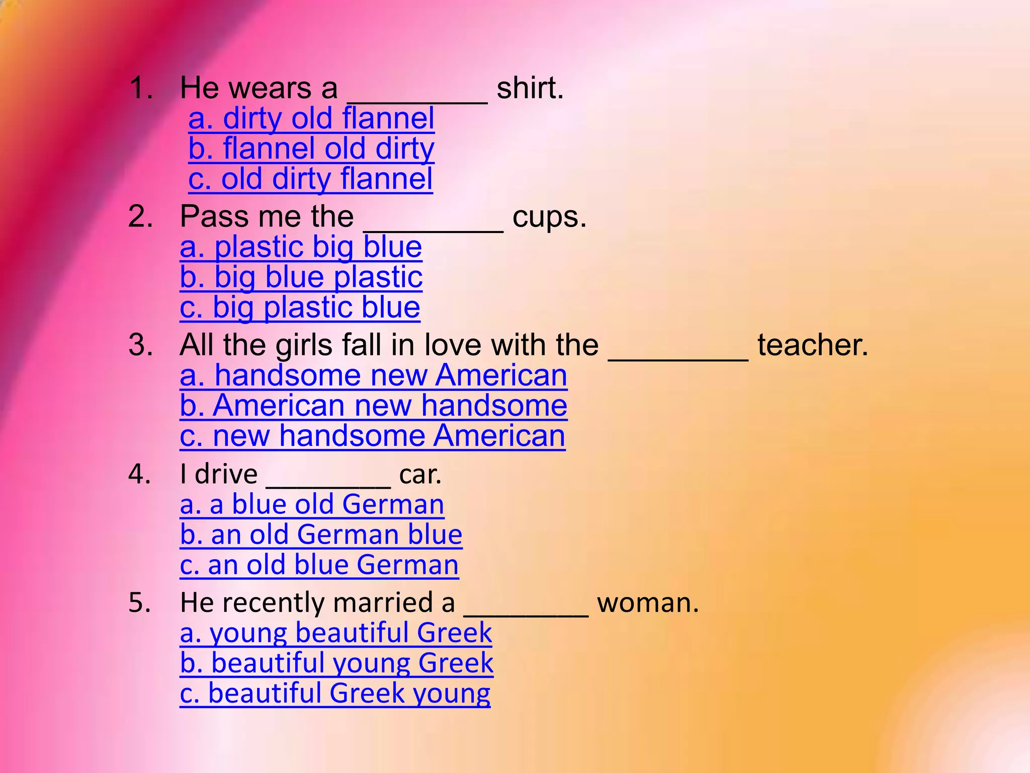 Adjective Order | PPT