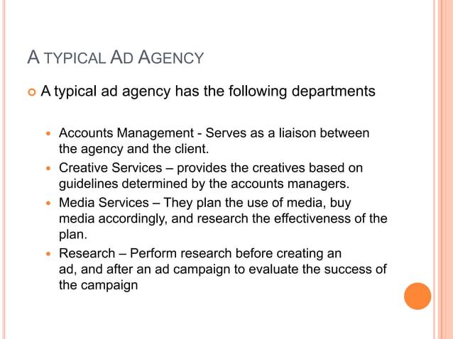 5. advertising i a typical ad agency | PPT
