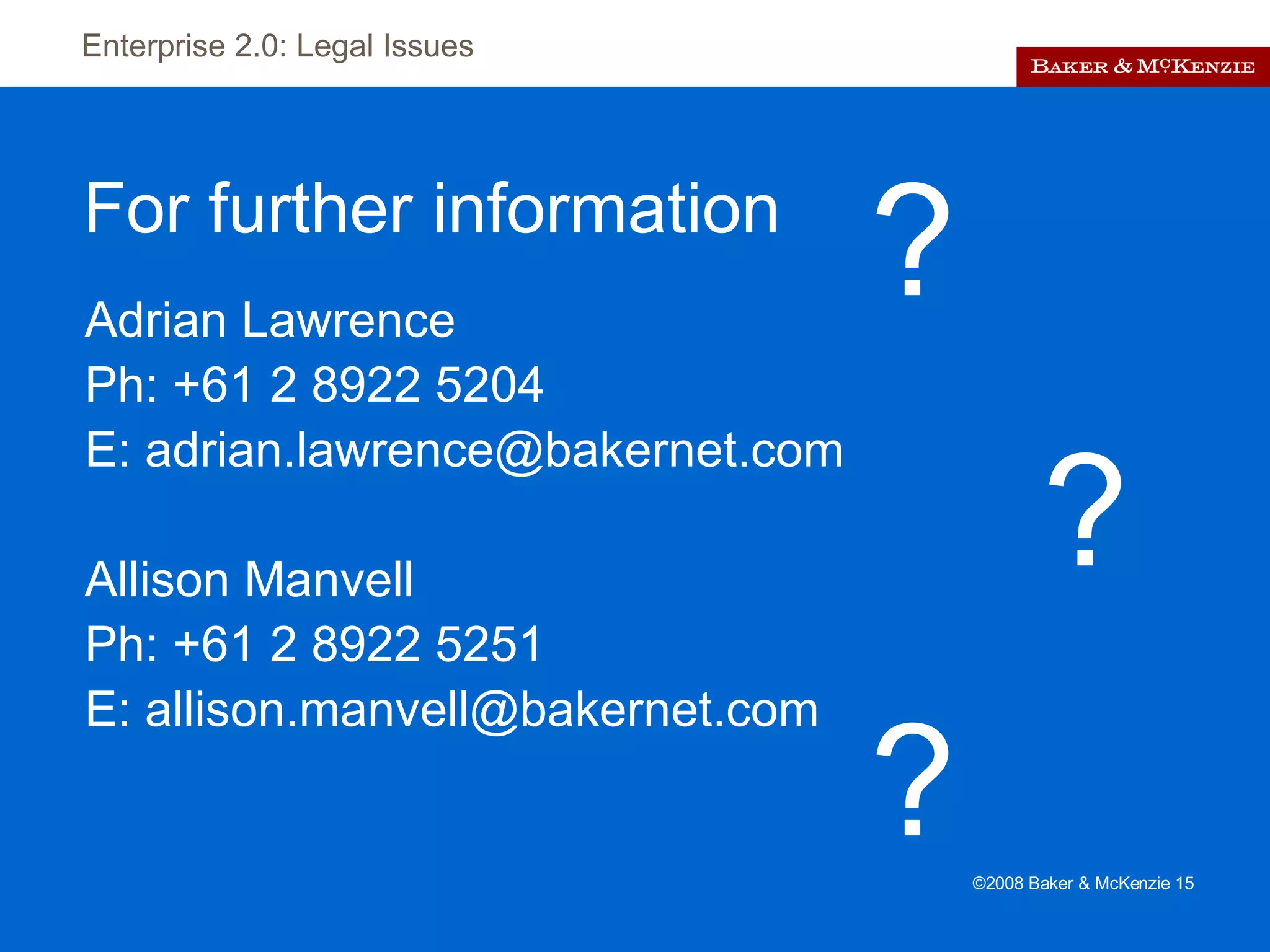 Baker & McKenzie Presentation (E2.0) | PPT