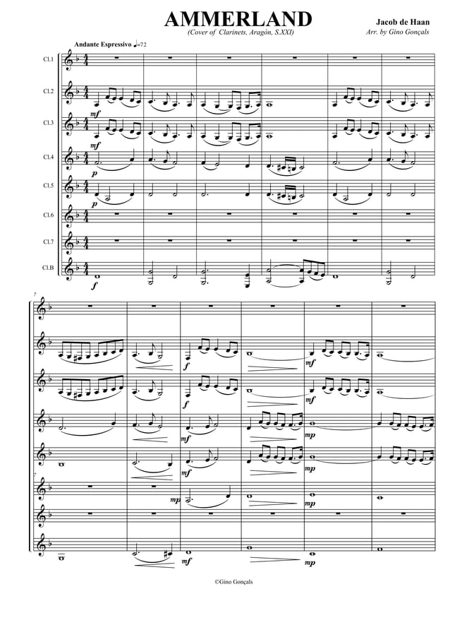 Ammerland - Jacob de Haan - Set of Clarinets | PDF