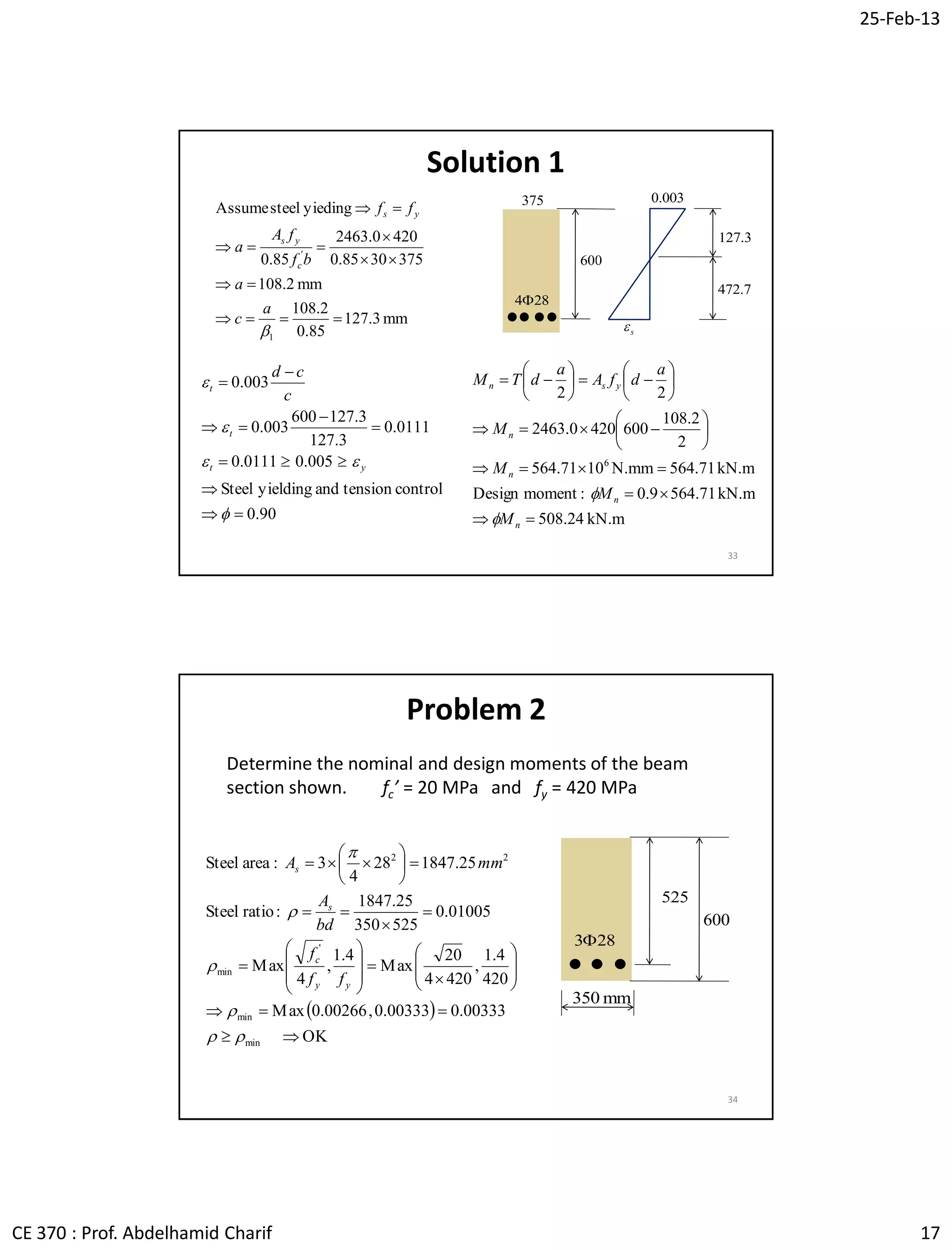 Lec04 Analysis of Rectangular RC Beams (Reinforced Concrete Design I ...