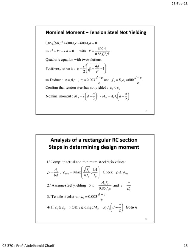 Lec04 Analysis of Rectangular RC Beams (Reinforced Concrete Design I ...