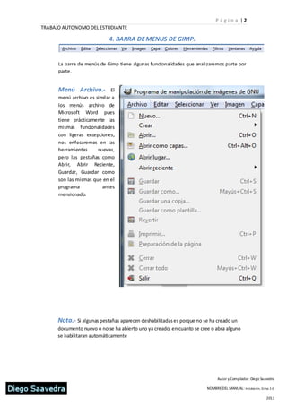 5. Barra de Menús de Gimp 2.6 | PDF