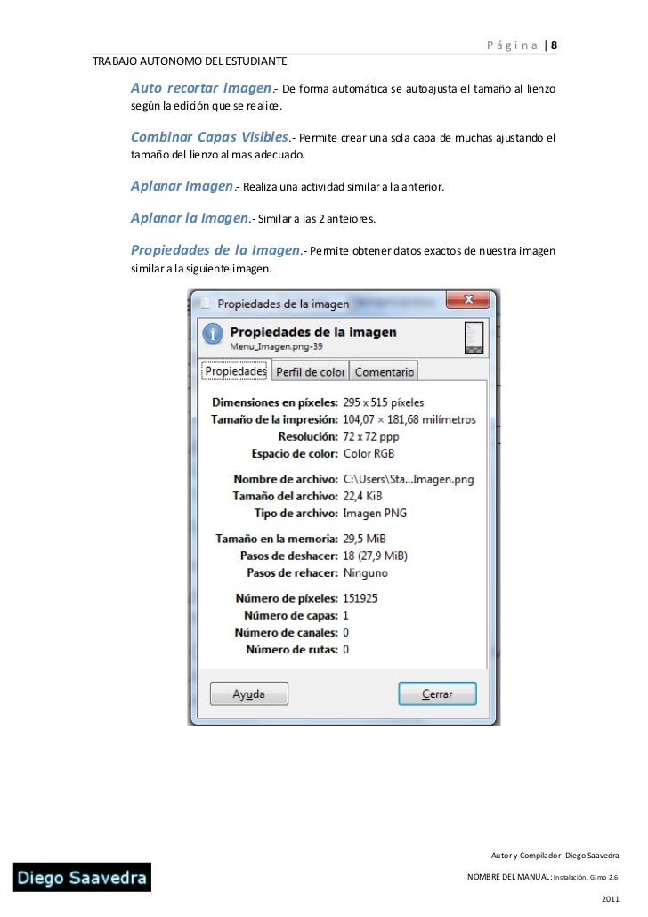 5. Barra de Menús de Gimp 2.6